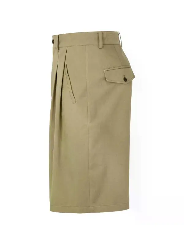 STUDIO TOMBOY Pleated Cotton Tailored Shorts - Neutrals