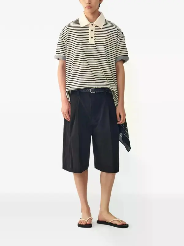 STUDIO TOMBOY Pleated Tailored Cotton Shorts - Black