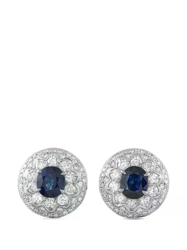 LB EXCLUSIVE Sapphire And Diamond Platinum Earrings - Silver