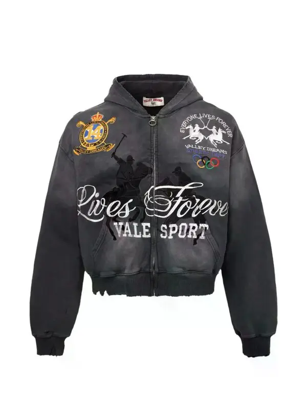VALE FOREVER Zip-up Hoodie With Graphic Print - Black