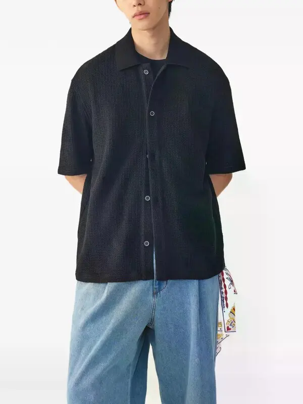 STUDIO TOMBOY Textured Short-sleeve Shirt - Black