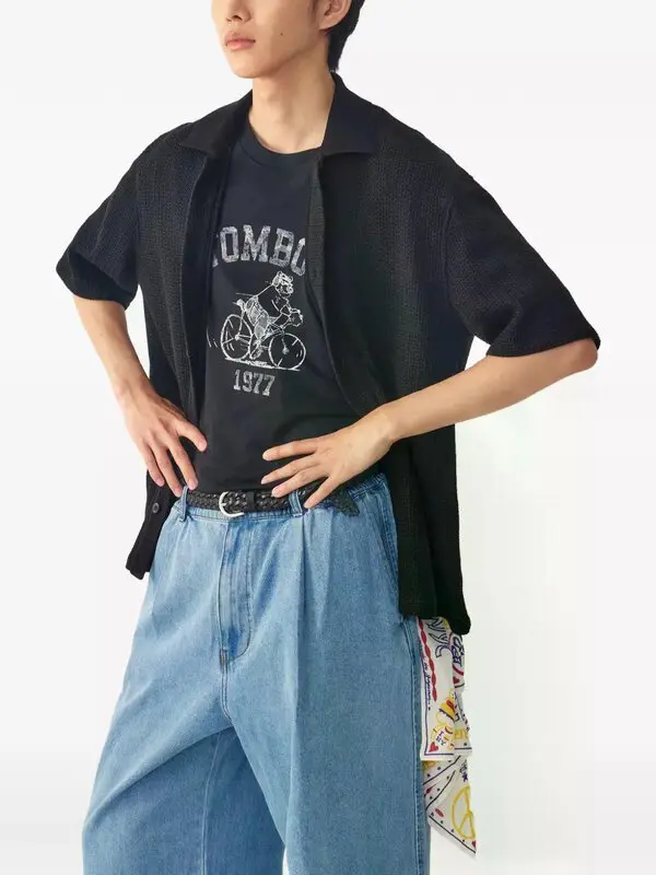 STUDIO TOMBOY Textured Short-sleeve Shirt - Black