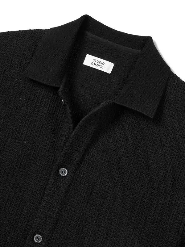 STUDIO TOMBOY Textured Short-sleeve Shirt - Black