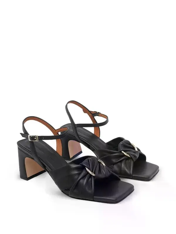 ANGEL ALARCON Ring Detail Knotted Block Heel Sandals