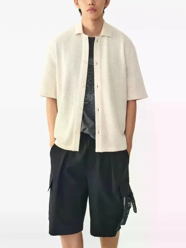 STUDIO TOMBOY Textured Short-sleeve Shirt - Neutrals