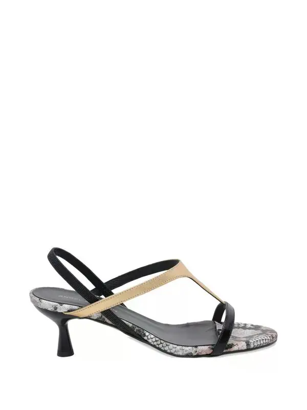 ANGEL ALARCON Snake-effect Slingback Kitten Heel Sandals - Black