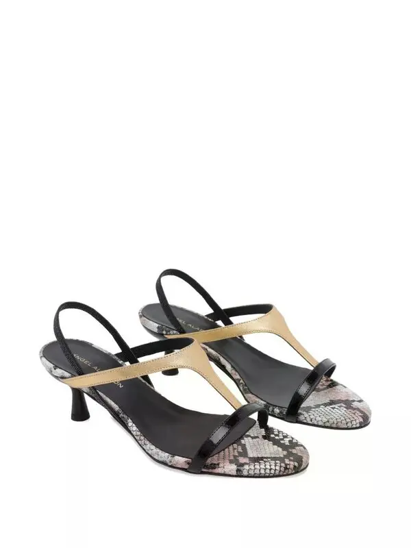 ANGEL ALARCON Snake-effect Slingback Kitten Heel Sandals - Black