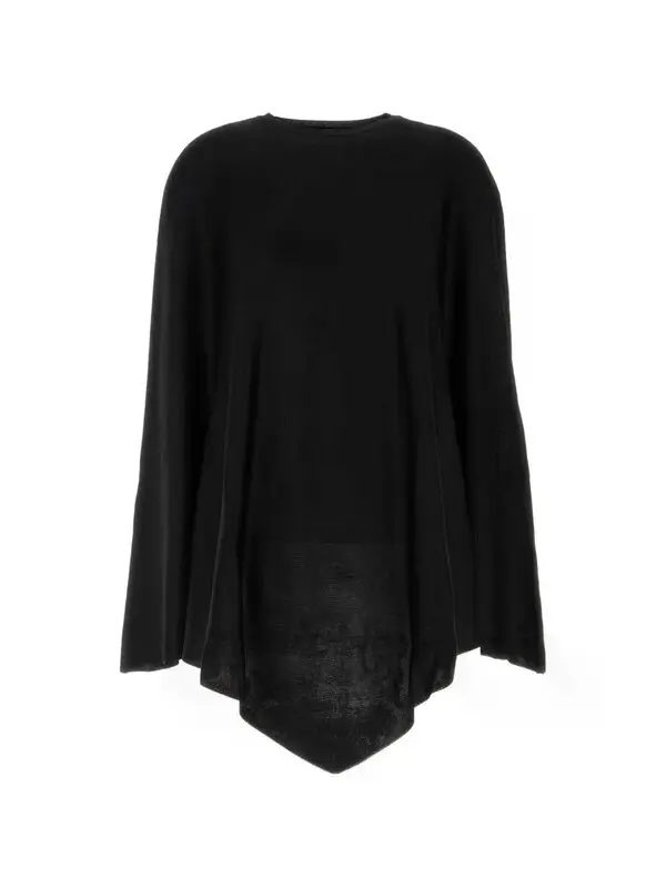 Balenciaga Asymmetric Knitted Cape - Black