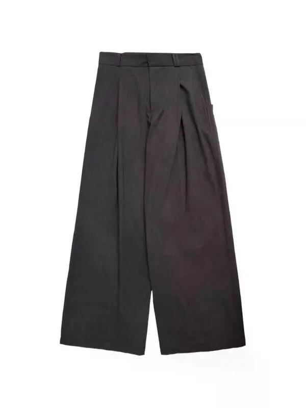 BONSAI Pleated Wide-leg Trousers In Dark Mélange