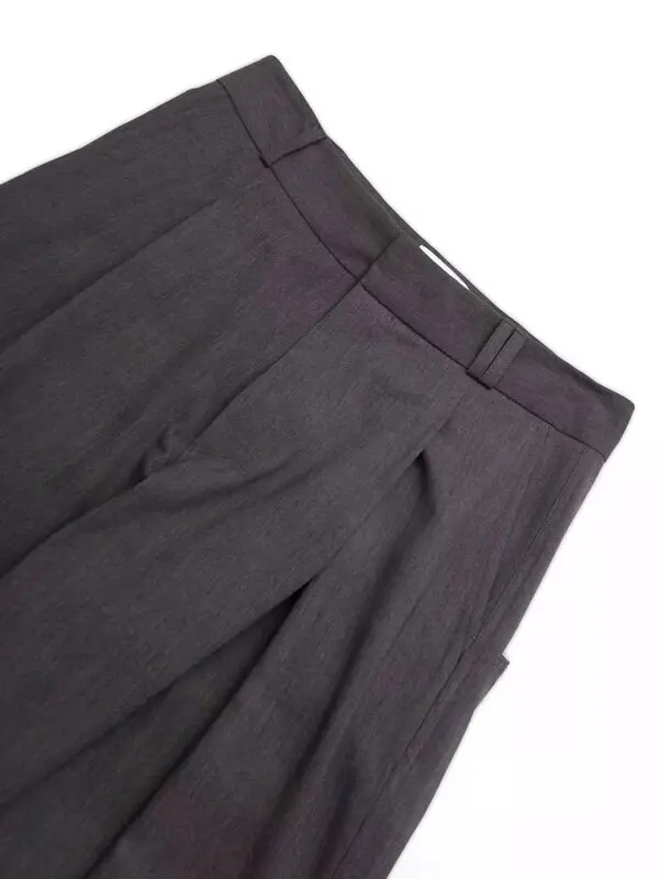 BONSAI Pleated Wide-leg Trousers In Dark Mélange