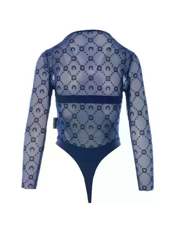 MARINE SERRE Moon Print Mesh Bodysuit - Blue