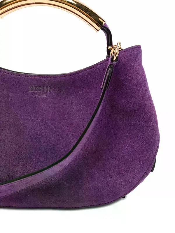 Moschino Suede Embossed Logo Tote Bag