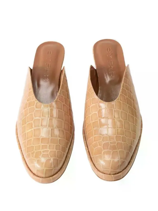 By Far Babylady Crocodile-effect Mules - Neutrals