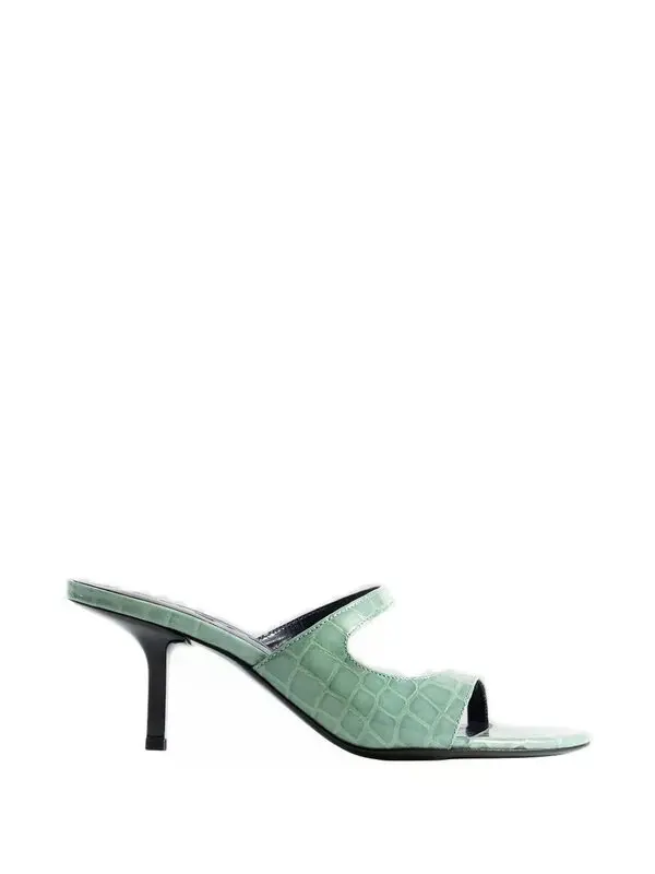 By Far Serena Crocodile-effect Stiletto Sandals - Green