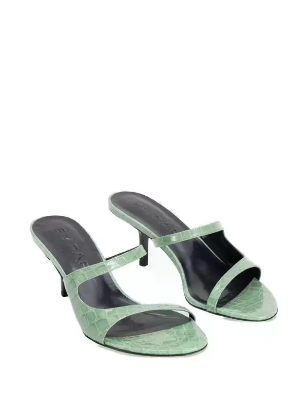 By Far Serena Crocodile-effect Stiletto Sandals - Green