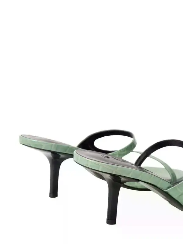 By Far Serena Crocodile-effect Stiletto Sandals - Green