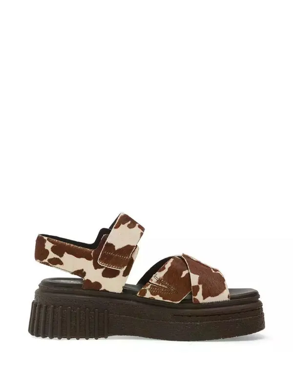 Clarks Evamar Cow-print Platform Sandals
