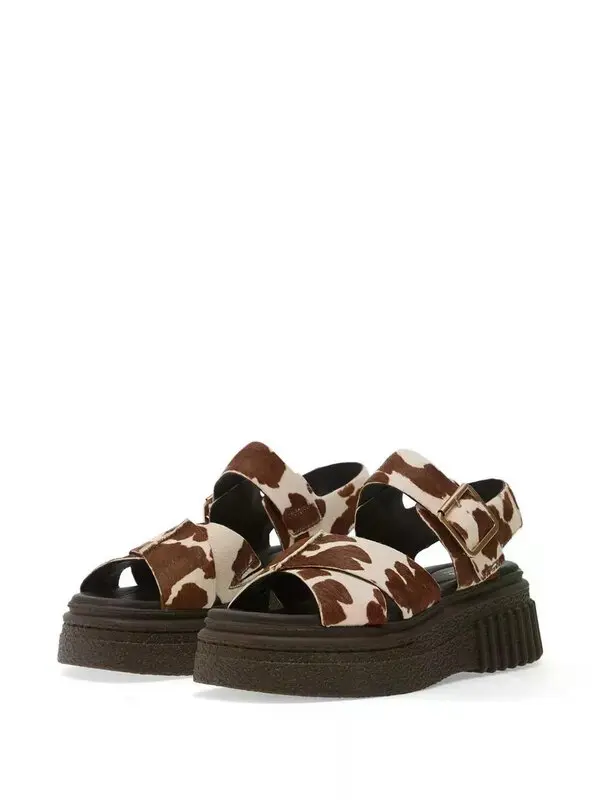 Clarks Evamar Cow-print Platform Sandals