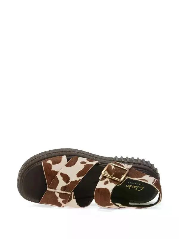 Clarks Evamar Cow-print Platform Sandals