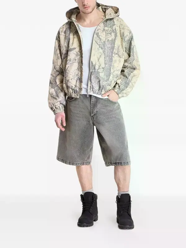 KARL KANI Belt Loops Denim Shorts