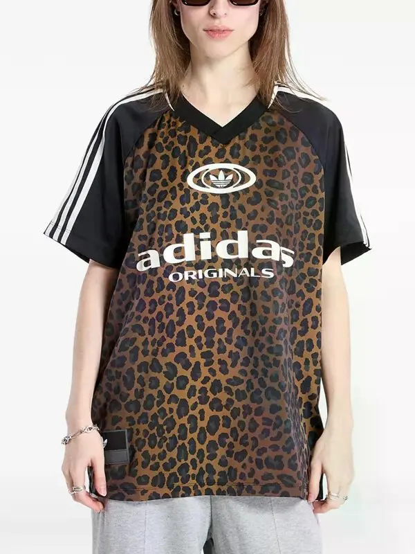Adidas Leopard Print V-neck T-shirt