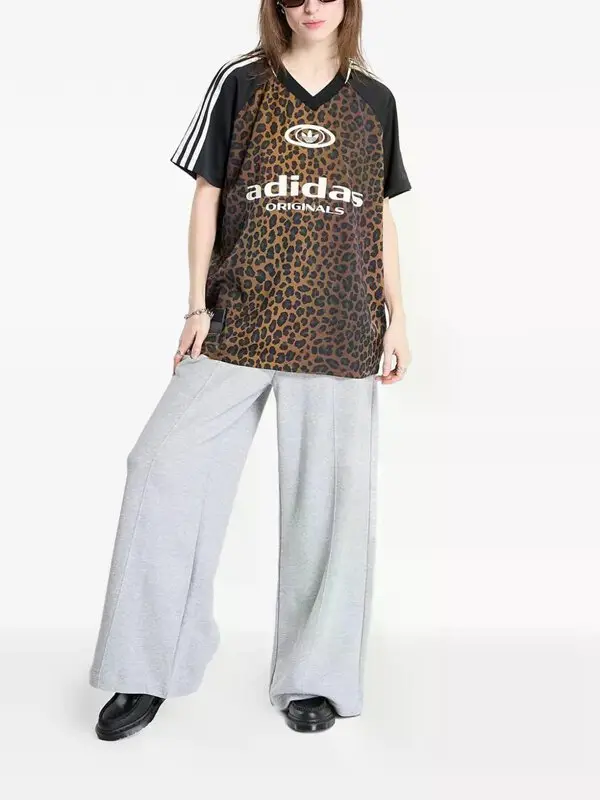 Adidas Leopard Print V-neck T-shirt