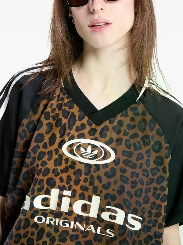 Adidas Leopard Print V-neck T-shirt