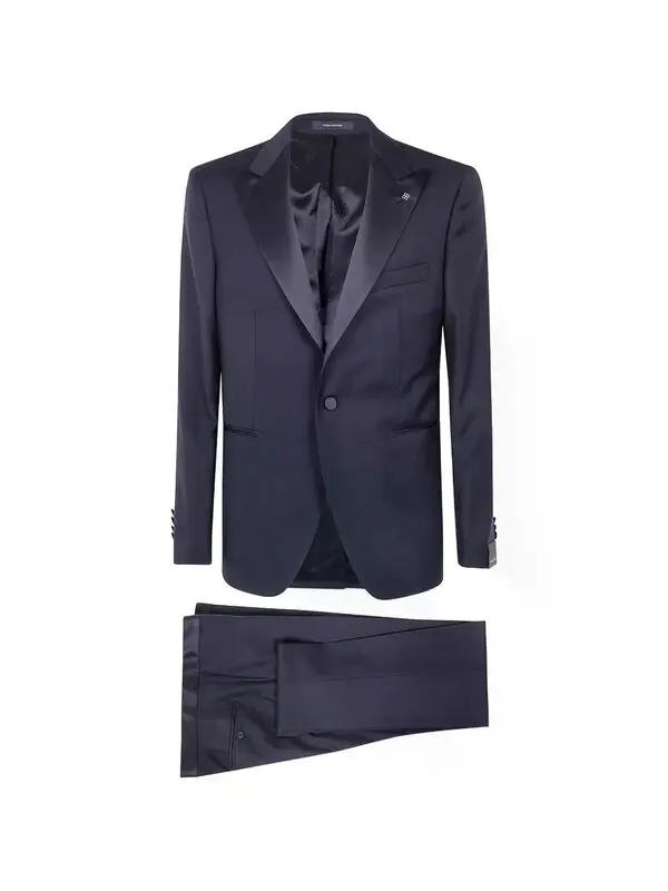 Tagliatore Satin-trim Peak-lapel Suit - Blue