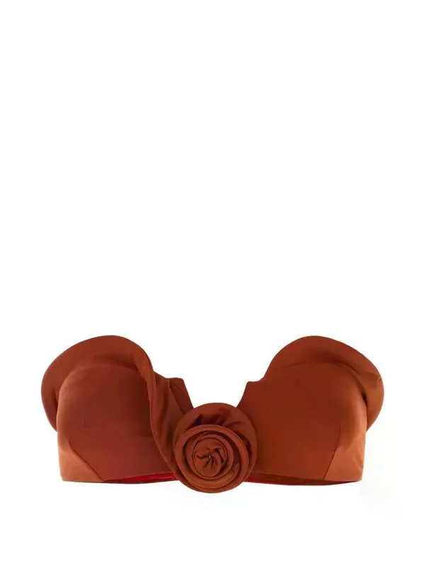 Magda Butrym Rosette Detail Bandeau Bikini Top - Orange