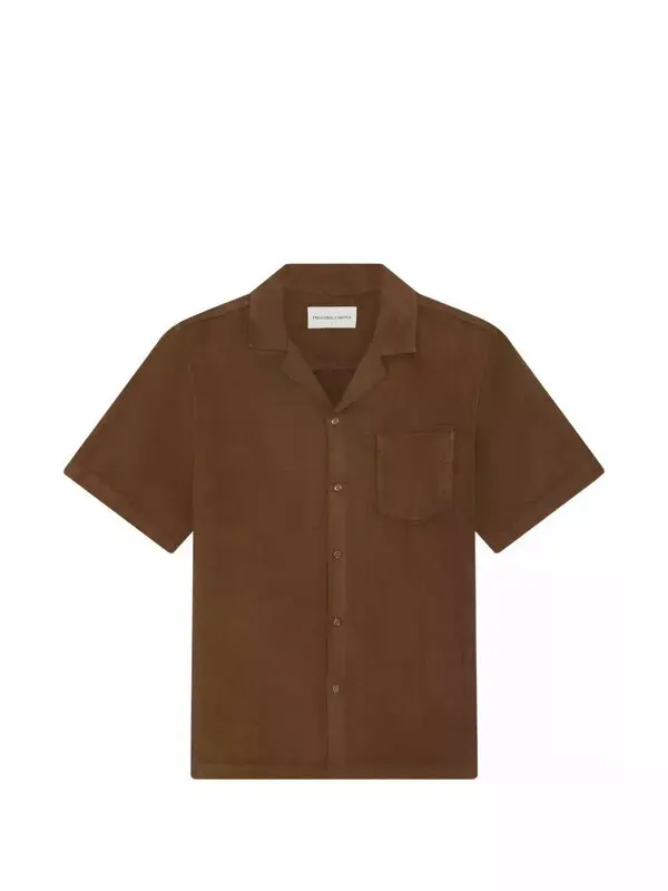Frescobol Carioca Angelo Slub-texture Camp-collar Shirt - Brown