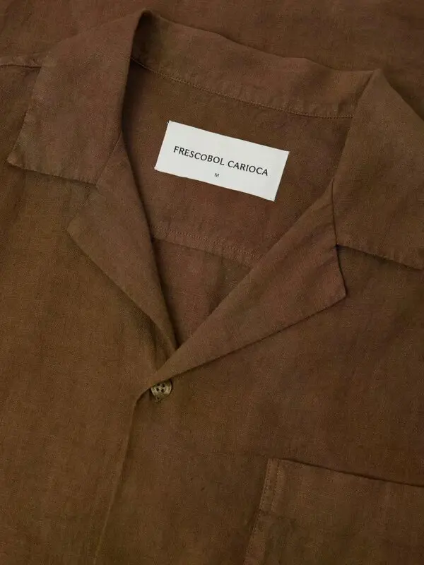 Frescobol Carioca Angelo Slub-texture Camp-collar Shirt - Brown
