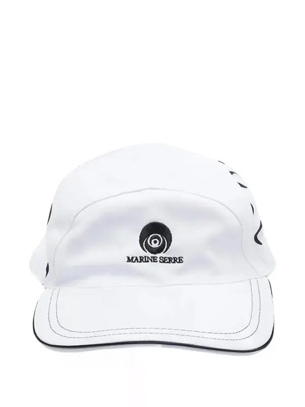 MARINE SERRE Logo Embroidered Moon Print Cap - White