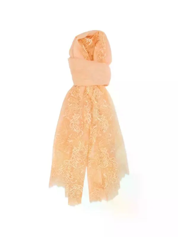 Ermanno Scervino Lace-trim Cashmere Scarf - Orange