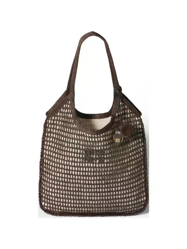 Miu Miu Ivy Raffia Crochet Bag - Brown
