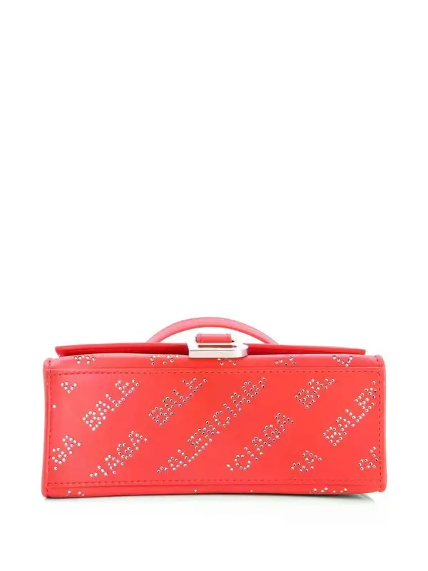 Balenciaga Hourglass Allover Logo Crystal Xs Satchel - Red
