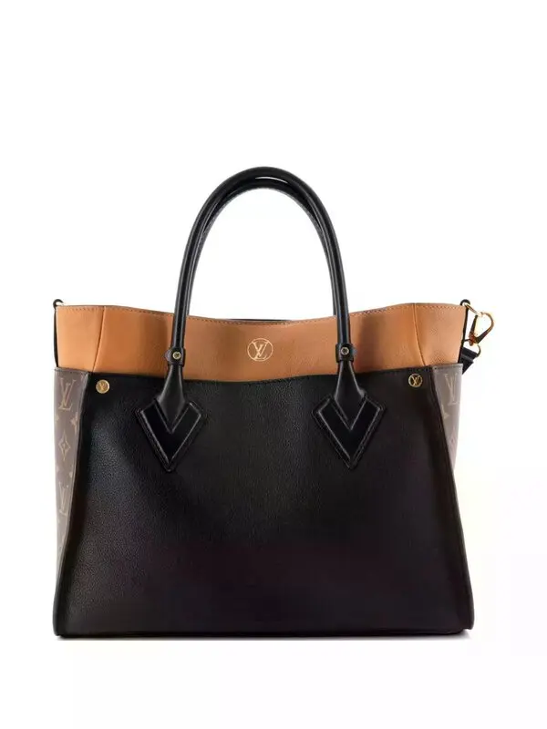 LOUIS VUITTON On My Side Leather With Monogram Canvas Mm Tote Bag - Black