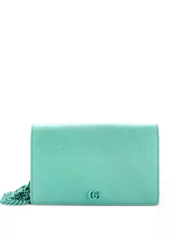 Gucci Gg Marmont Chain Wallet Mini Crossbody Bag - Green