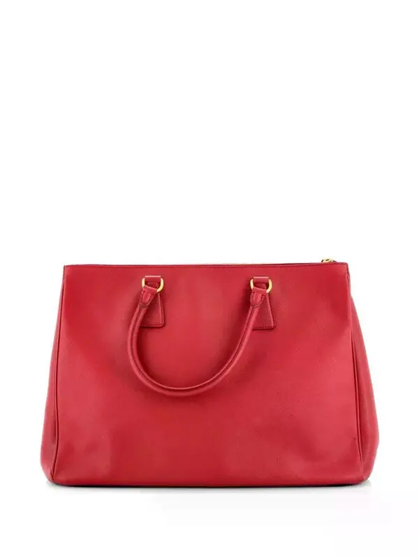 Prada Saffiano Leather Double Zip Large Tote Bag - Red