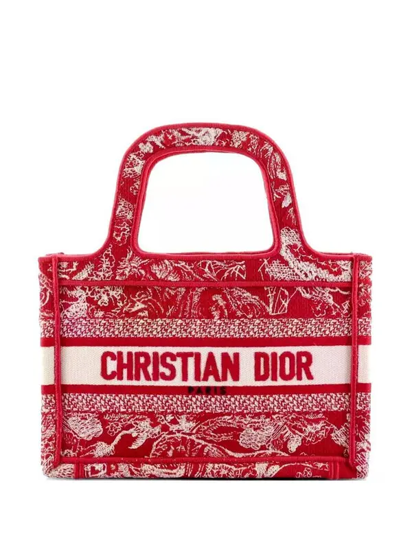 Dior Book Embroidered Canvas Mini Tote Bag - Red