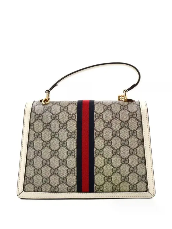 Gucci Ophidia Flap Top Handle Bag Gg Coated Canvas Small Satchel