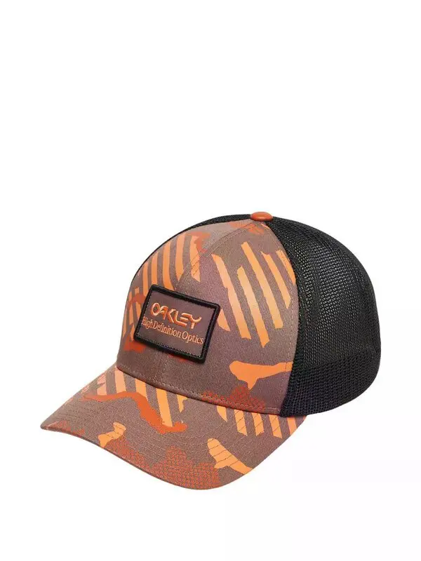 Oakley B1b Hdo Logo-patch Camo-print Trucker Cap - Orange