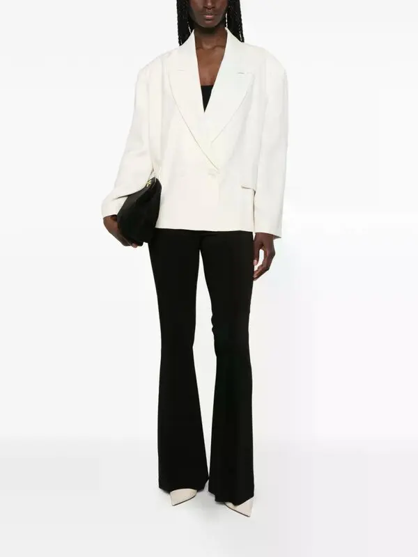 CARLA G. White Twill Double-breasted Peak-lapel Jacket