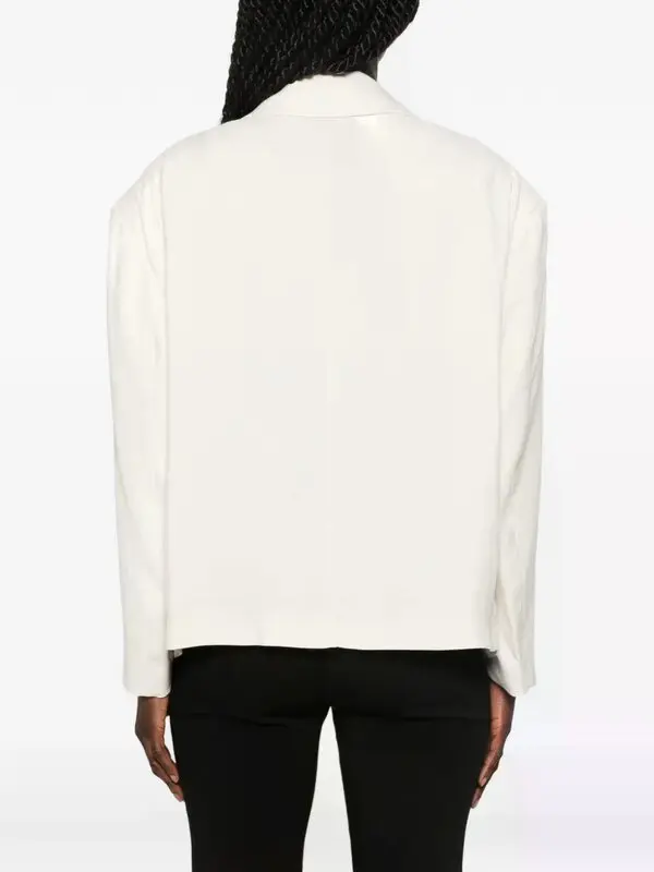 CARLA G. White Twill Double-breasted Peak-lapel Jacket
