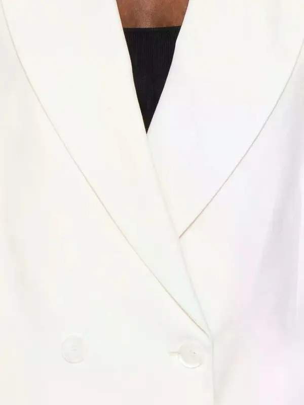CARLA G. White Twill Double-breasted Peak-lapel Jacket