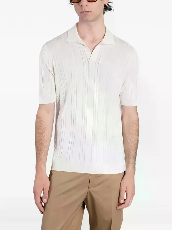 Tagliatore Ribbed-knit Short-sleeve Polo Shirt