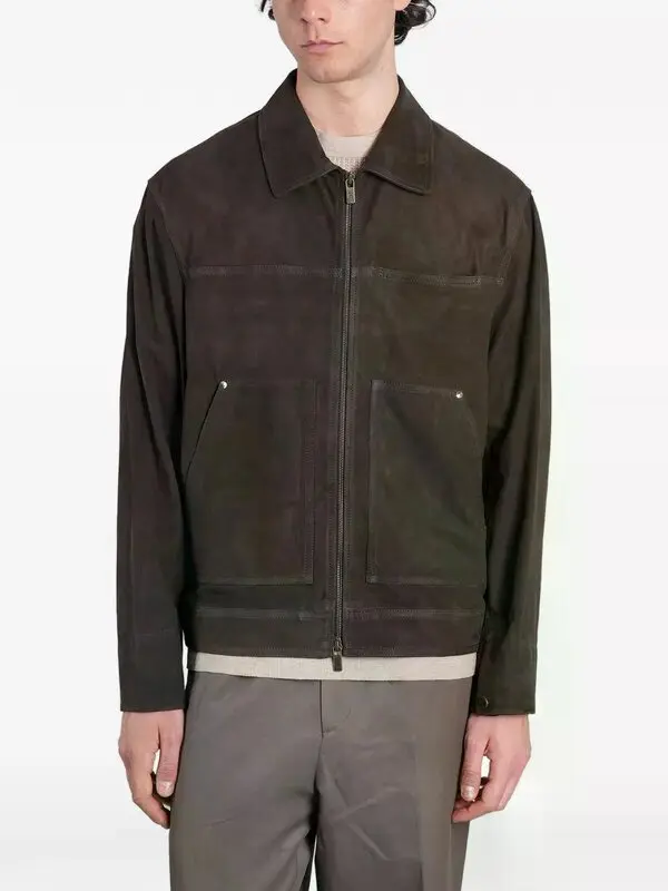 SALVATORE SANTORO Suede Zip-up Jacket - Brown