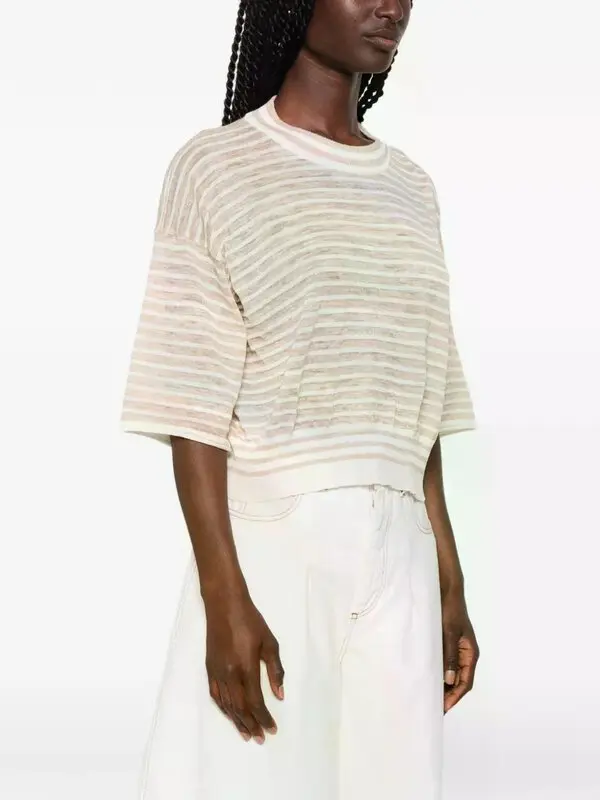 ROBERTO COLLINA Striped Crewneck T-shirt
