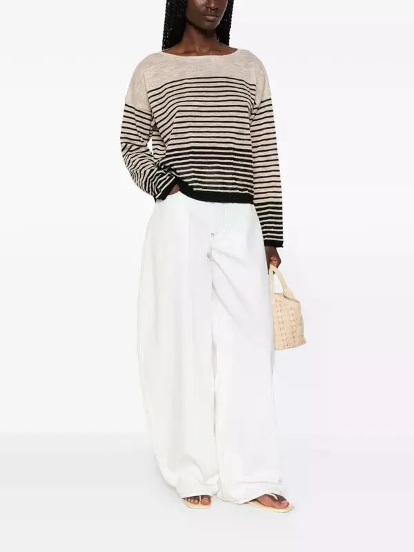 ROBERTO COLLINA Striped Fine-knit Sweater