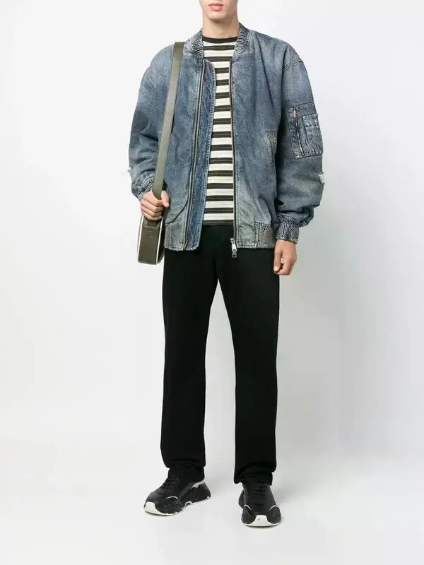 DIESEL® Denim Bomber Jacket With Ribbed Collar
