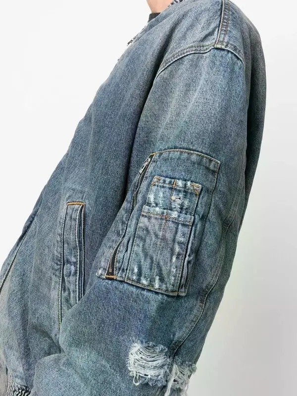 DIESEL® Denim Bomber Jacket With Ribbed Collar
